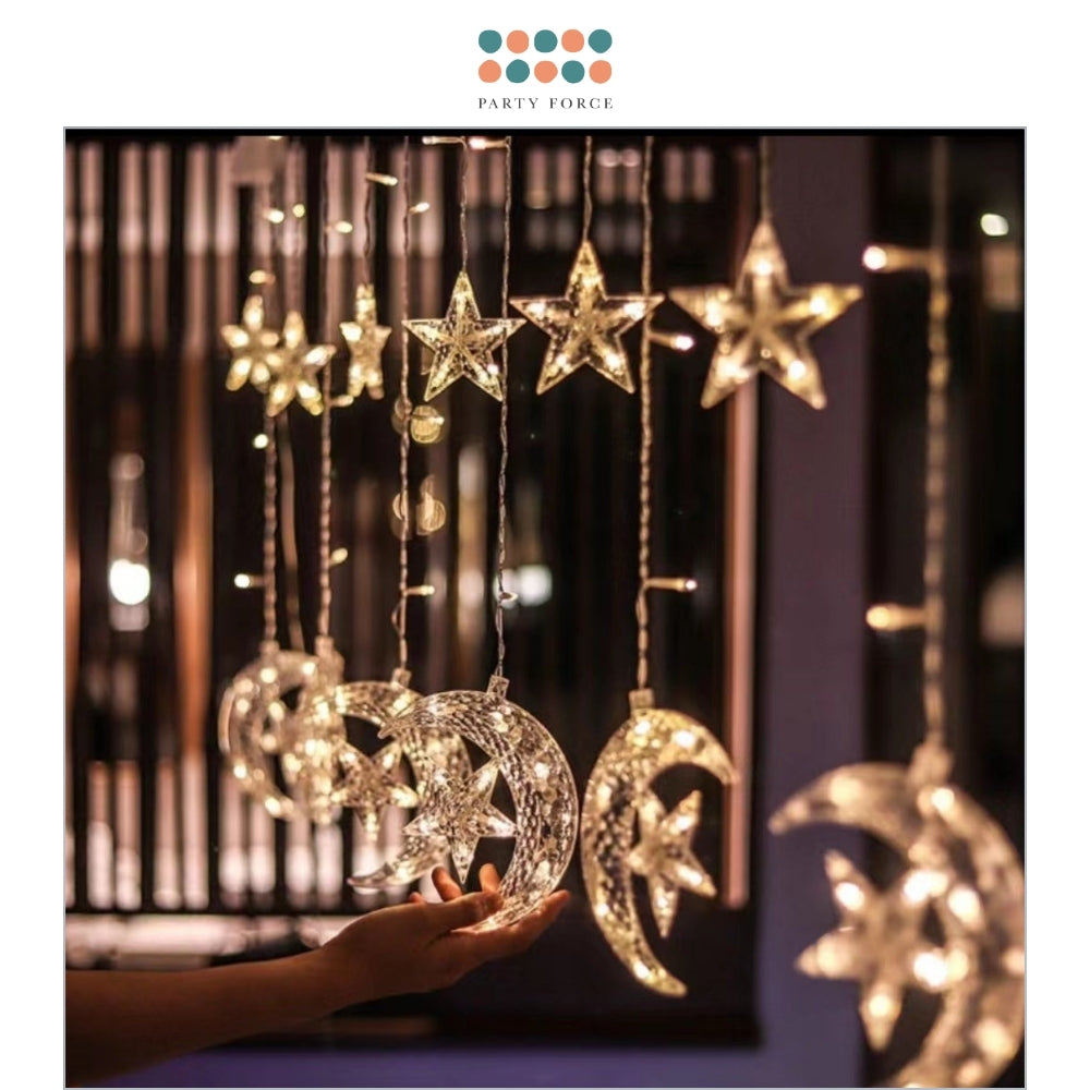Hari Raya Moon and Star Curtain Light For Eid Hari Raya Decoration Par ...