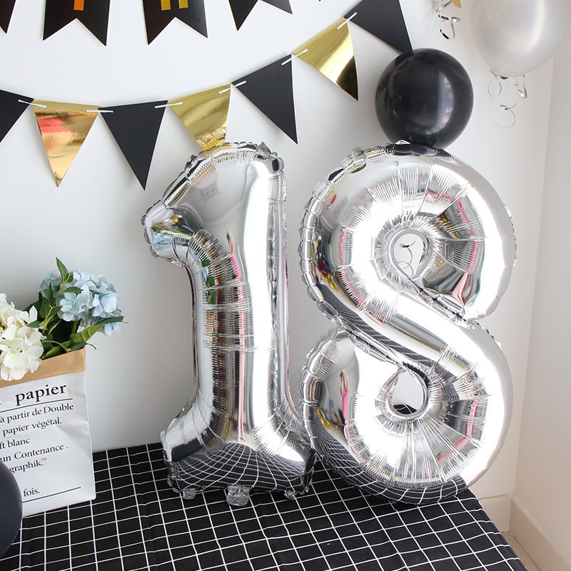 32 inch Silver Number Foil Balloon – Party Force