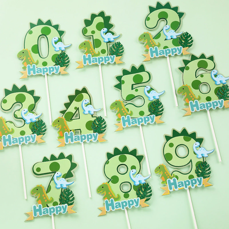 Creative Dino Number Cake Topper Dinosaur Cupcake Topper – Party Force