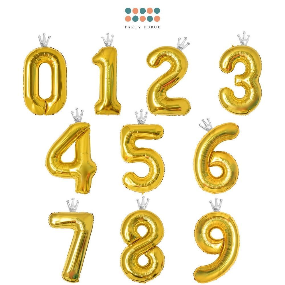 40 inch Gold Crown Number Balloon – Party Force